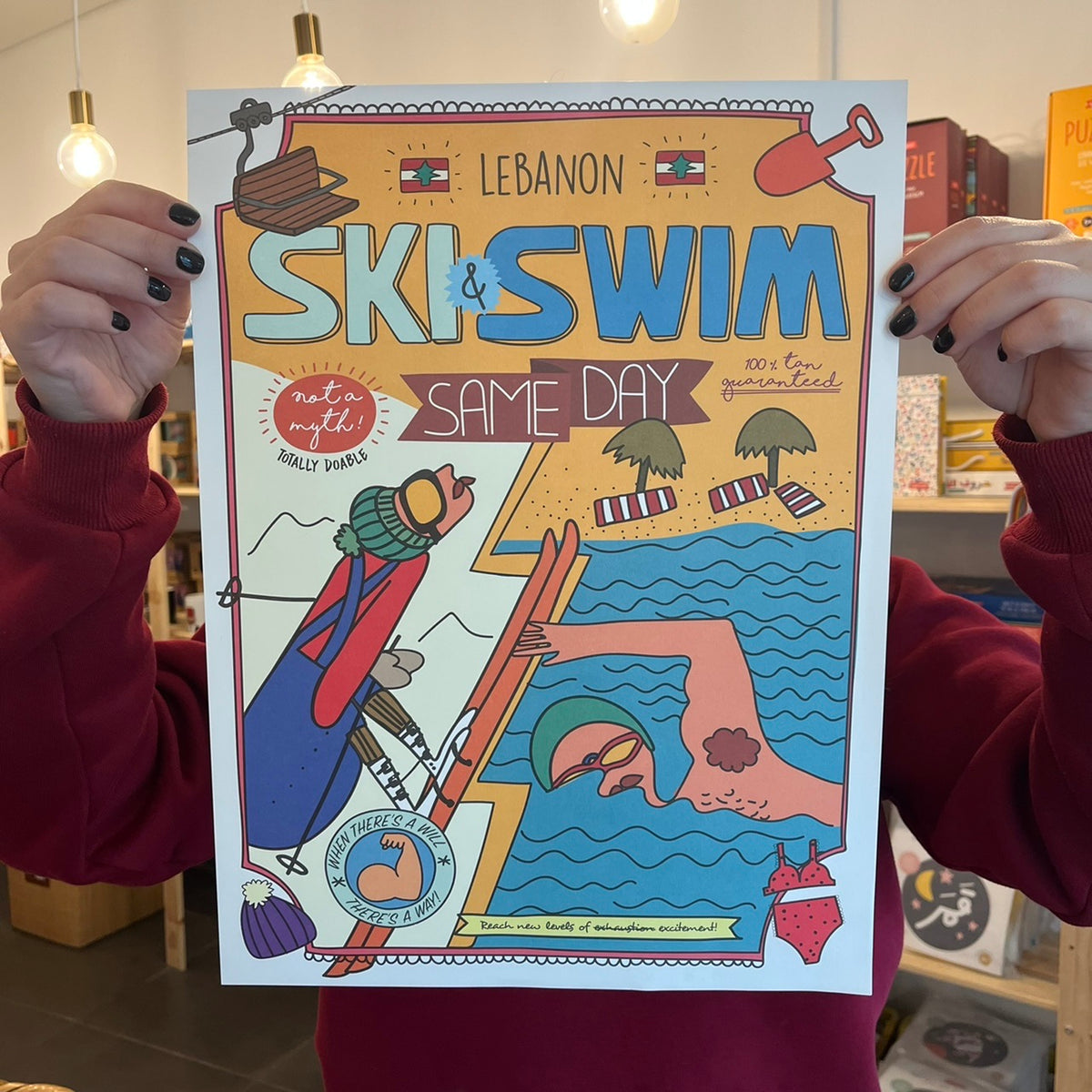 Printed Arabic Swim and Ski Poster by Luanatic